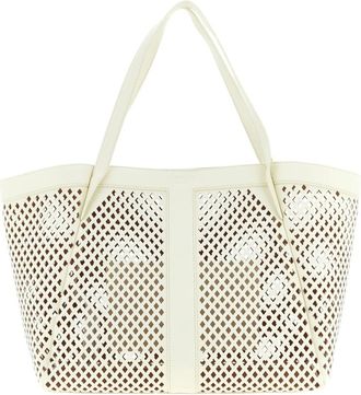 Twinset Femme, Sacs, Blanc, Taille: ONE Size Openwork Leather Shopping Bag