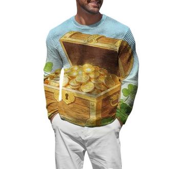 Generic Chemise de la Saint-Patrick pour homme - Chemise gaufr&eacute;e amusante - L&eacute;ger et respirant - Col rond - Manches longues - Confortable - Doux au toucher, m