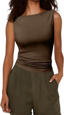 Generic D&eacute;bardeur Femme Coton Tank Top D&eacute;bardeur Classique pour Femmes avec col Rond en Couleur Unie Parfait &agrave; associer avec Jeans ou Jupes