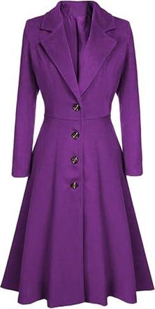 Generic Veste coupe vent femme à simple boutonnage, longue, imperméable dhiver, élégante veste de travail violette, taille 3XL