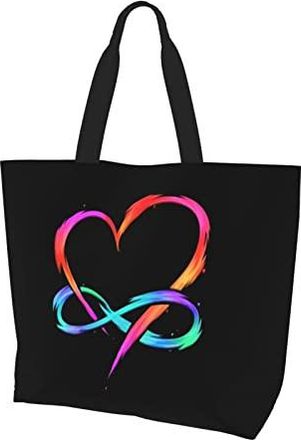 AOOEDM Polyamory-Infinity Heart Ladies Canvas Tote Sac &agrave; provisions r&eacute;utilisable