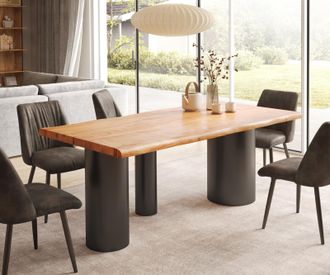 DELIFE Esstisch Edge 200x100 XL Akazie Natur Troa Metall Schwarz Live-Edge, Esstische, Baumkantenm&ouml;bel, Massivholzm&ouml;bel, Massivholz