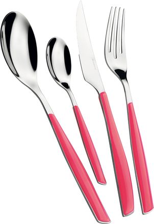 Bugatti Glamour, 24-teiliges Besteckset aus Edelstahl 18/10, 6-Personen-Besteckset bestehend aus 6 Löffeln, 6 Gabeln, 6 Messern und 6 Teelöffeln (Pink Paradis