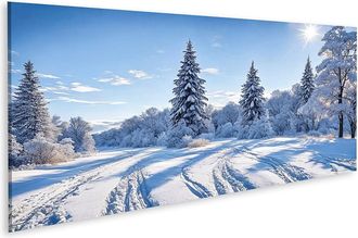 Islandburner Bild auf Leinwand Winterlandschaft mit Schneedecke am Boden und frostgeschmückten Bäumen Panorama Bilder Wandbilder Poster