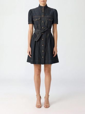 Zimmermann Denim-Mini-Hemdblusenkleid mit hohem Kragen und G&uuml;rtel