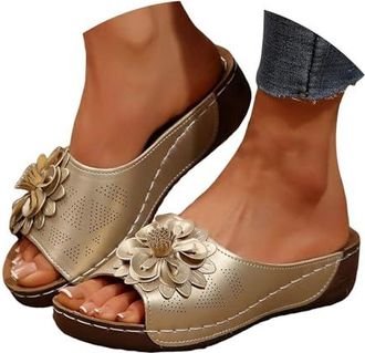 Generic Sandales orthop&eacute;diques habill&eacute;es &agrave; enfiler pour femme - L&eacute;g&egrave;res et &eacute;paisses - Confortable - Soutien de la vo&ucirc;te plantaire - Semelle compens&eacute;e - Bout o