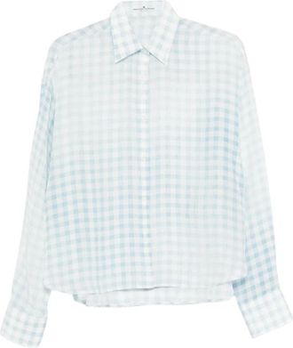 Ermanno Scervino Femme, Blouses et Chemises, Bleu, Taille: 38 FR Chemise en soie &agrave; carreaux