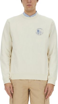 Woolrich Logo Rundhals-Sweatshirt - - Sweatshirts & Hoodies - Herren - Beige - M