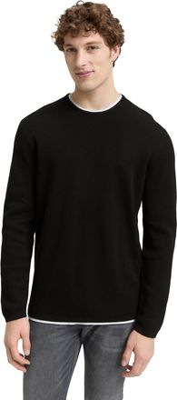Tom Tailor Tom Tailor Herren 1049409 2-in-1 Strickpullover aus Baumwolle, 29999-Black, XL