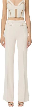 Elisabetta Franchi Femme, Pantalons, Blanc, Taille: 36 FR Wide Pantalons