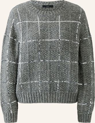 Oui Pullover Mit Pailletten grau