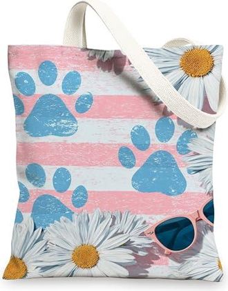 Generic Sacs fourre-tout en toile à motif floral - Réutilisables - Légers et lavables - Pour salle de sport, extérieur, voyage, plage, pique-nique - 33 x 38 c