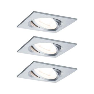Paulmann Einbauleuchte LED Nova eckig 6,5W GU10 Alu IP23 spr&uuml;hwassergesch&uuml;tzt 3er-Set schwenkbar