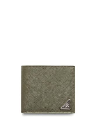 Prada portefeuille en cuir Saffiano à design pliant - Vert