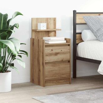 vidaXL Vidaxl - Tables de chevet 2 tiroirs en bois ding&eacute;nierie ch&ecirc;ne artisanal 38x34x80 cm - Surface r&eacute;sistante &agrave; lhumidit&eacute; - Lot de 2