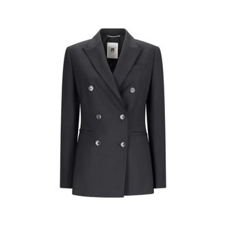Pantaloni Torino Veste &agrave; revers en pointe &agrave; six boutons - Femme - Vestes - Noir - Taille: 42 FR