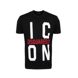 Dsquared2 Baumwoll-T-Shirt mit gro&szlig;em Logo - - Tops - Herren - Schwarzk - 2XL