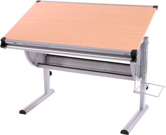 Hhg Kinder-/Jugend-Schreibtisch Schülerschreibtisch Bürotisch Preston, höhenverstellbar, neigbar natur, Buche