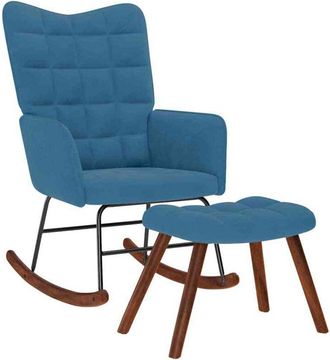 vidaXL Schaukelstuhl mit Hocker Blauer Samt - Vidaxl