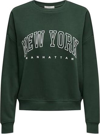 Only Only Onlsweat Life L/S Crew O.Size State Noos Sweat-Shirt avec imprim&eacute; pour Femme, Vert pin, 3XL
