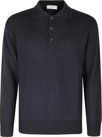 Paolo Pecora Polo en maille M&eacute;rinos Double Jersey - Homme - Tops - Bleu - Taille: XL