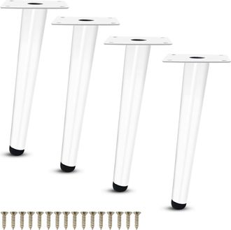 Generic Verstellbare M&ouml;belbeine Aus Metall - 4 St&uuml;ck rutschfeste Sofa Beine, Bett F&uuml;&szlig;e F&uuml;r Tisch, TV-St&auml;nder, Schr&auml;nke, Verdickte St&uuml;tzf&uuml;&szlig;e Mit Gummipads(Wei&szlig;