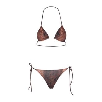 Jean Paul Gaultier Femme, Maillots de bain, Brun, Taille: 38 FR Ensemble Bikini Python Imprim&eacute;