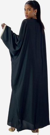 Elara Maxikleid Damen Satin Abaya One Size- Oversize und Zierdetails
