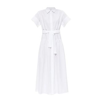 Max Mara Agoraio Kurz&auml;rmeliges Midikleid mit G&uuml;rtel - - Dresses - Damen - Wei&szlig; - XS