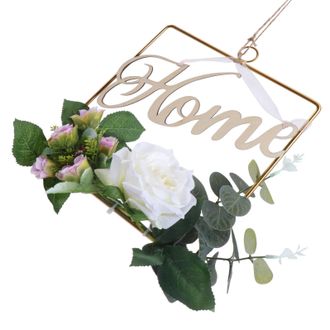 Soimiss SAFIGLE K&uuml;nstliche Metall Wandblume Nordischer Stil H&auml;ngende Hochzeitsdekoration Wei&szlig; Rosa Kunststoffbl&uuml;ten mit Metallrahmen Wandbehang f&uuml;r Zuhause Ho