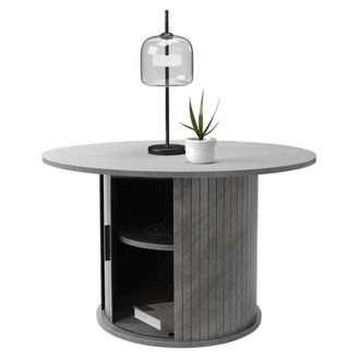 ML Design ML-Design Couchtisch mit Schiebet&uuml;r, 80x80x50 cm, Beton-Optik, Grau, Runder Wohnzimmertisch mit Stauraum, Beistelltisch ideal f&uuml;r Wohnzimmer, Kaffeeti