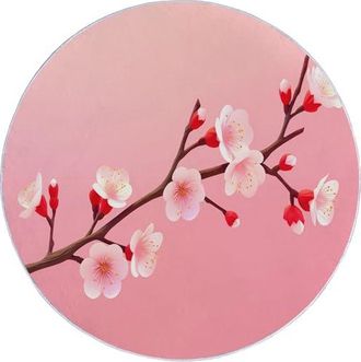 Generic Tapis Rond de Salon Luxe Fleurs de Cerisier de Style Japonais pour Salle &agrave; Manger Bureau Lavable en Machine et Poil Court 100 cm (Round) Tapis Chambre