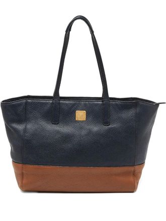 MCM sac cabas en cuir - Bleu