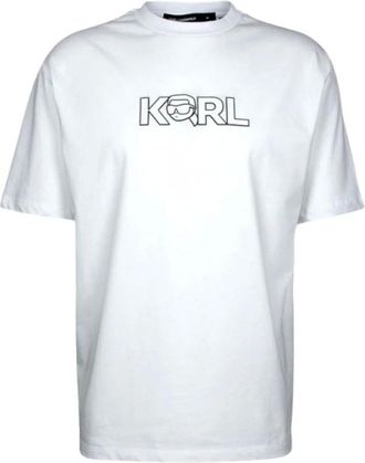 Karl Lagerfeld Homme, Tops, Blanc, Taille: XL T-shirt &agrave; col rond