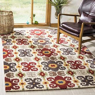 Safavieh Zeitgenössische Teppich für Wohnzimmer, Esszimmer, Schlafzimmer - Soho Collection, Kurzer Flor, Elfenbein und Rot, 152 X 244 cm