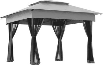 OUTSUNNY Tonnelle barnum de jardin pop-up pliant 3,25L x 3,25l x 2,7H m acier polyester moustiquaires + sac de transport gris
