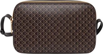 Calvin Klein Sac bandouli&egrave;re logo embl&egrave;me allover - Femme - Sacs - Brun - Taille: ONE Size