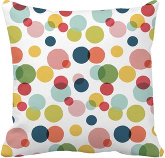 IUBBKI 45 x 45 cm Kissenbezug Modern Abstrakt Große Konfetti Bunte Punkte Muster Aquarell Kreise Kissenbezug Home Dekorative Quadratische Kissenbezug Kissenb