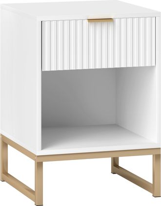 HOMCOM Nachttisch Beistelltisch mit Schublade, Griff, offenes Fach, Sofatisch Nachtschrank für Wohnzimmer, Schlafzimmer, Weiß, 40 x 40 x 57 cm