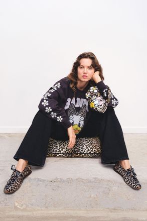 Ganni T-shirt à manches longues x Disney motif Daisy Duck noir Multicolore - Taille XXS