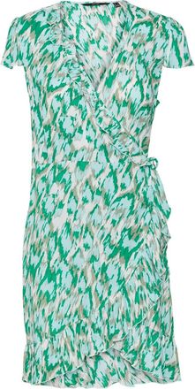 Vero Moda Damen Vmmenny Short C/S Wrap Dress WVN Ga Wickelkleid, Limpet Shell/AOP:Mette, L EU