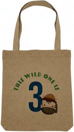 Fabulous Sac Shopping Tote Bag Aspect Lin - This Wild One is 3 Celebration Birthday Party Gift Safari Animals - Sac de Courses Toile Epaisse 360g Beige Naturel