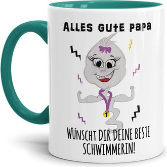 Tassendruck Lustige Tasse mit Spruch für Papa - Beste Schwimmerin - Super-Spermium/Bestes Vatertagsgeschenk/Geschenk-Idee Geburtstag Vatertag/für Väter - Innen & 