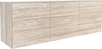 DELIFE Kommode Cuor Keramik Laminam Travertino Bianco Creme-Weiß 180 cm 2 Türen 3 Schubfächer Schwebend Sideboard
