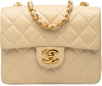 Chanel Hobo Bags - Mini Square Classic Lambskin Single Flap - Gr. unisize - in Braun - f&uuml;r Damen