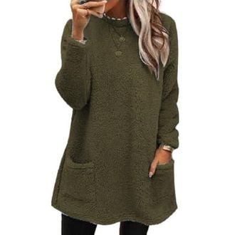 Generic Chandail confortable et confortable pour femme pour lanxi&eacute;t&eacute;, l&eacute;ger &agrave; manches longues et col rond, pull d&eacute;contract&eacute; dhiver chaud, vert militaire, 5XL