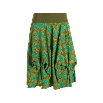 vishes knielanger Ballon-Rock mit Bl&uuml;tenmuster in Olive | Gr&ouml;&szlig;e XL (42) | Handgefertigt aus 100% Baumwolle | Ideal f&uuml;r jeden Anlass | Nachhaltige Alternative