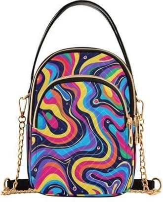 Mnsruu Sac à bandoulière pour femme avec sangle réglable arc-en-ciel et teinture par noeuds