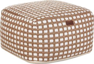 Beliani Pouf Baumwolle beige/weiß 50 x 50 x 35 cm quadratisch Boho Stil Chilar