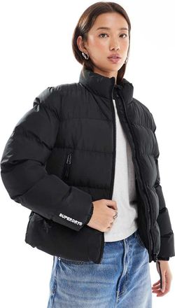 Superdry Sportliche Steppjacke in Schwarz ohne Kapuze